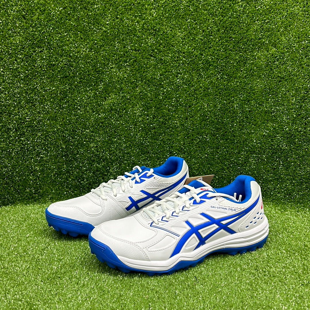 Asics Gel Peake Lethal Field White/Tuna Blue Cricket Rubber Spike Shoe